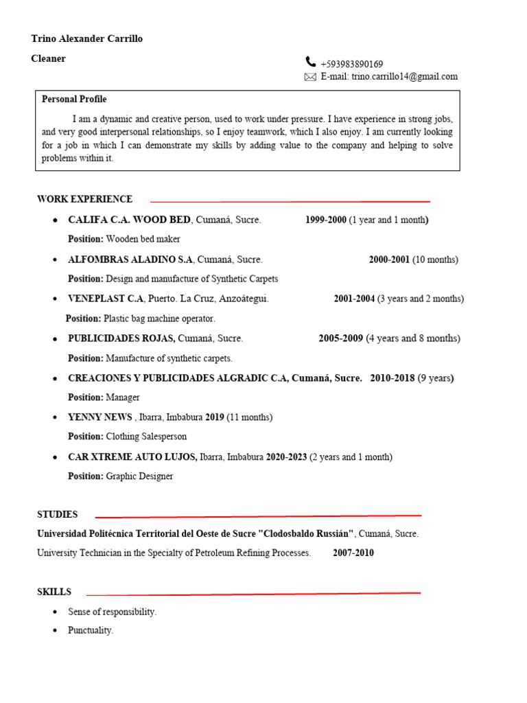 CV Canada Cleaner | PDF