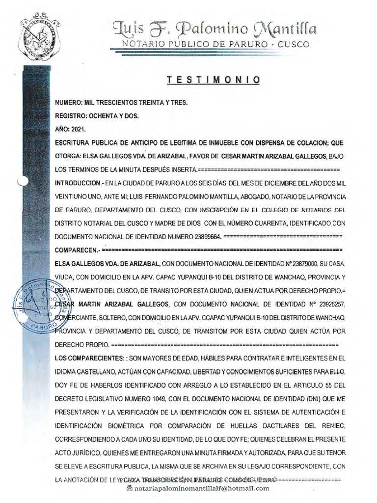 TESTIMONIO | PDF