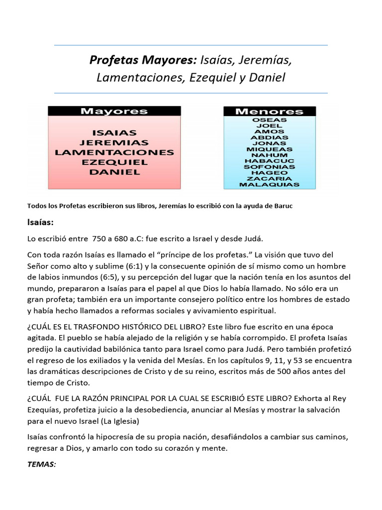 Profetas mayores | PDF | Daniel (figura bíblica) | Jesús
