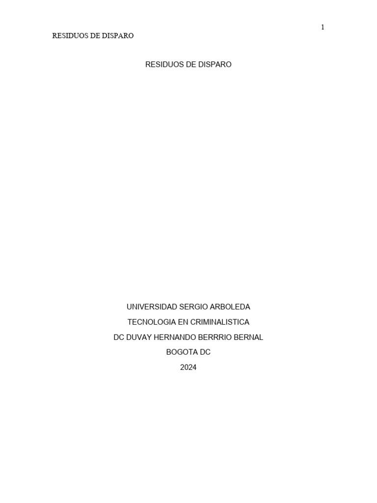 Análisis de Residuos de Disparo: Prueba Harrison-Gilroy | PDF ...