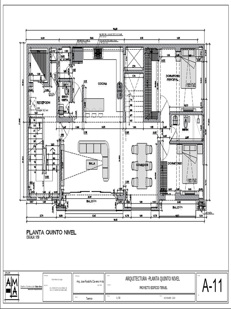 Arquitectura - Planta Quinto Nivel: ESCALA: 1/50 | PDF