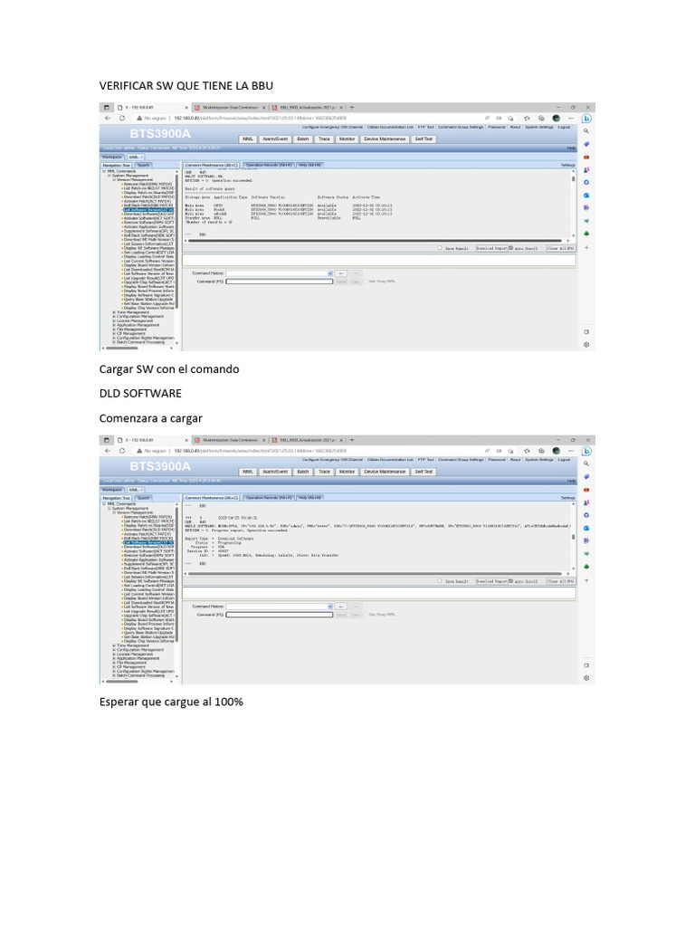 Verificación y Carga de SW en BBU | PDF