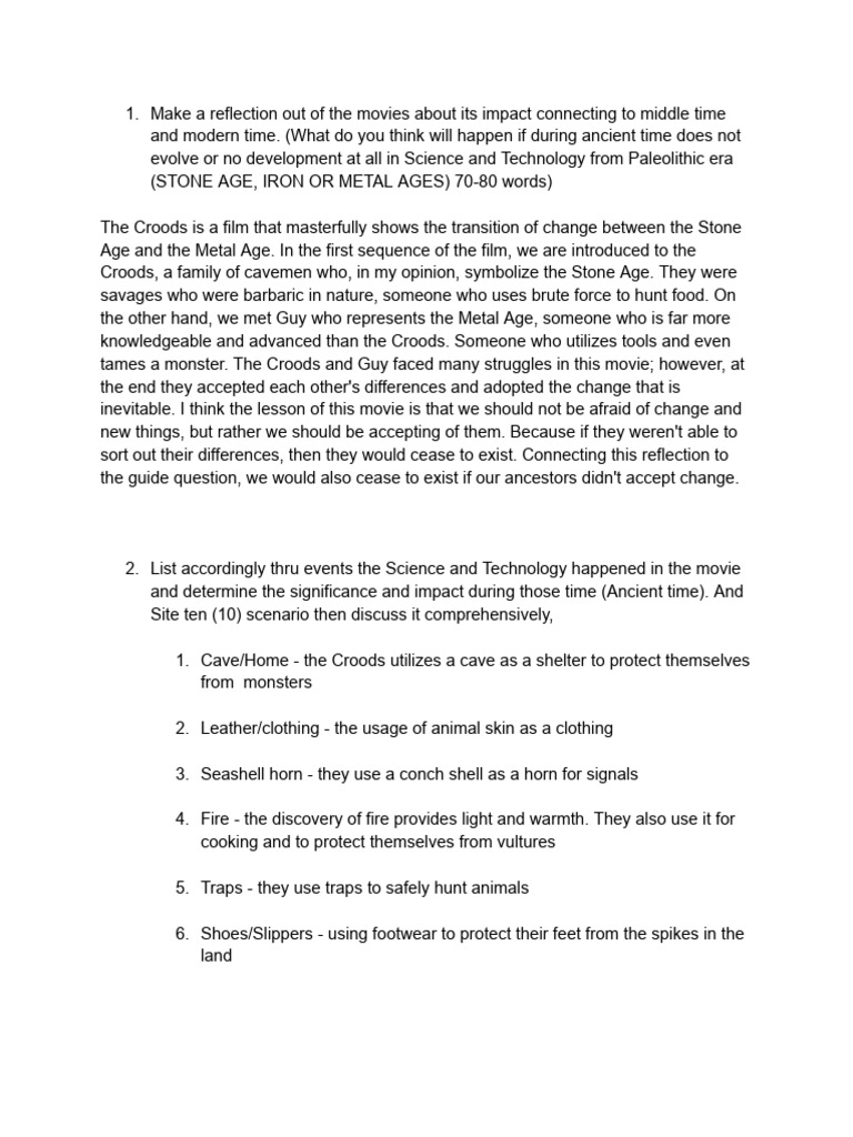 The Croods: Evolution of Science & Tech | PDF | Stone Age