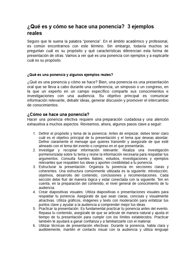 ¿Qué Es y Cómo Se Hace Una Ponencia? 3 Ejemplos Reales | PDF | Cognición | Comunicación humana