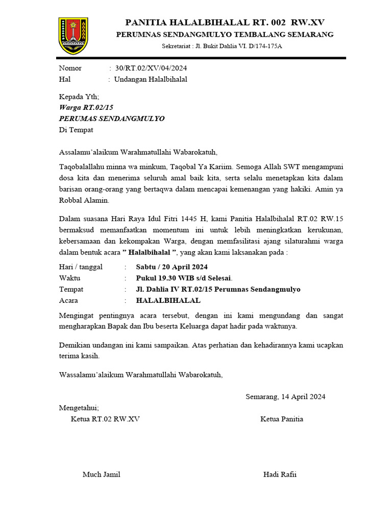 Surat Undangan HBH Kedua | PDF