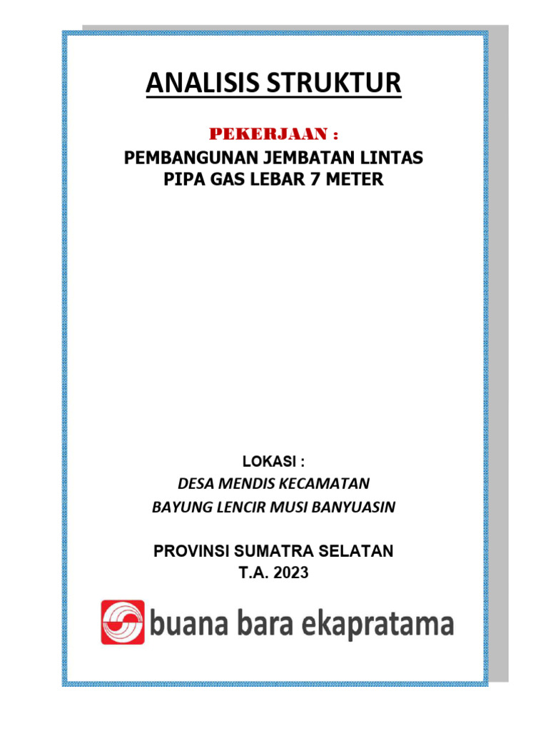 Laporan Struktur Jembatan Lintas Pipa Gas+precast 7m - Lifting | PDF
