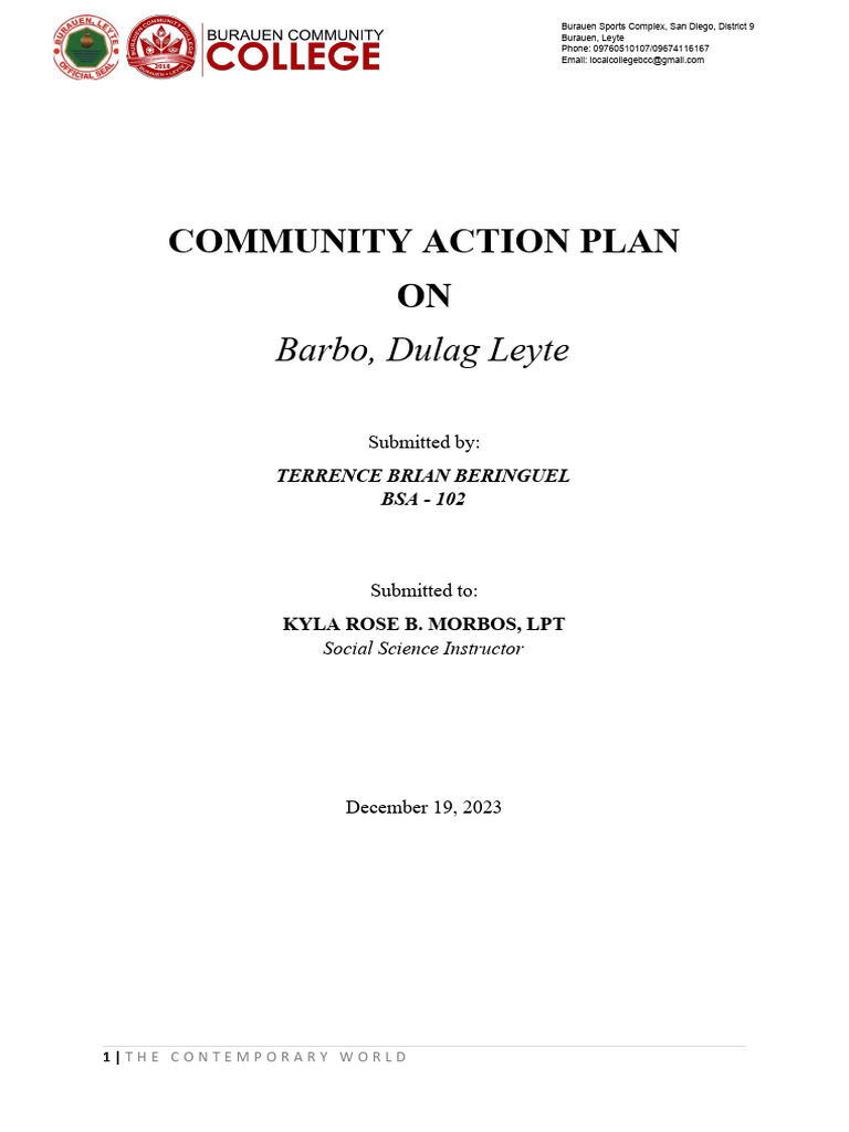 Community Action Plan Pdf Renewable Energy Waste Management