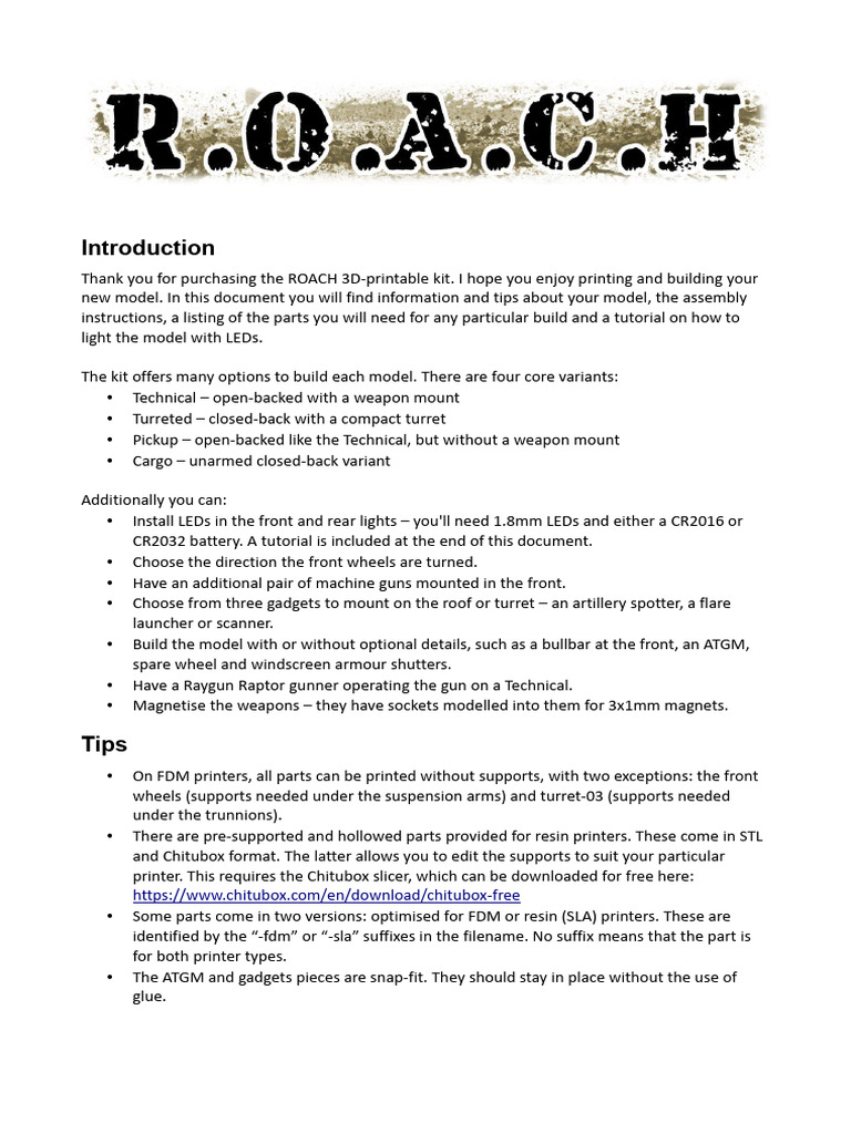 Roach Instructions | PDF | Light Emitting Diode | Resistor