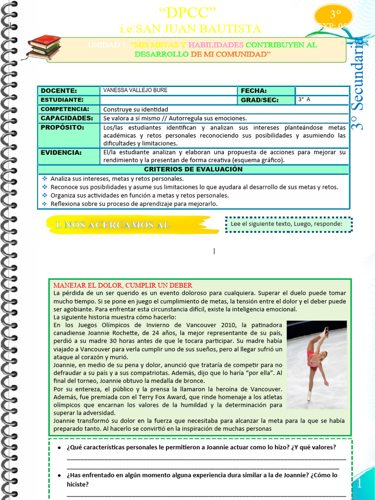 3° DPCC - Actv.03-Unid.5 2023 | PDF | Las emociones | Inteligencia emocional