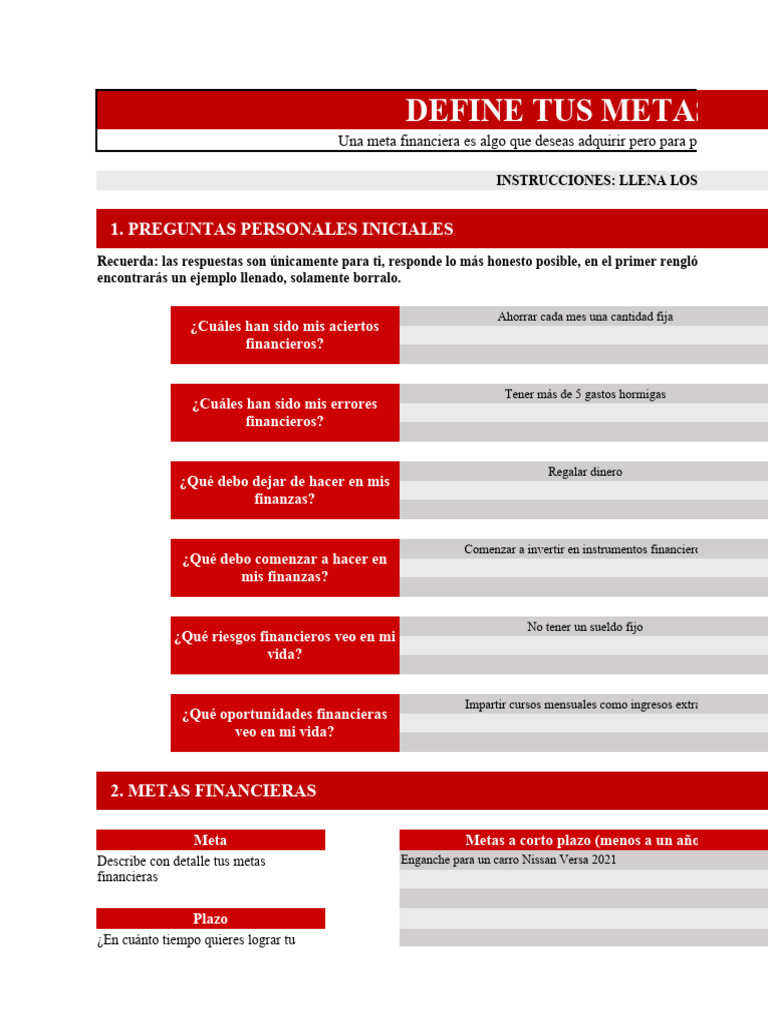 Metas Financieras | PDF | Presupuesto | Dinero