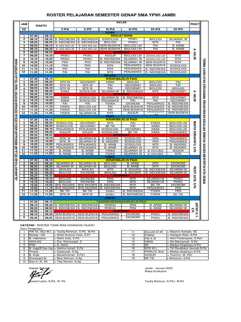Roster SMA Puasa 2024 | PDF
