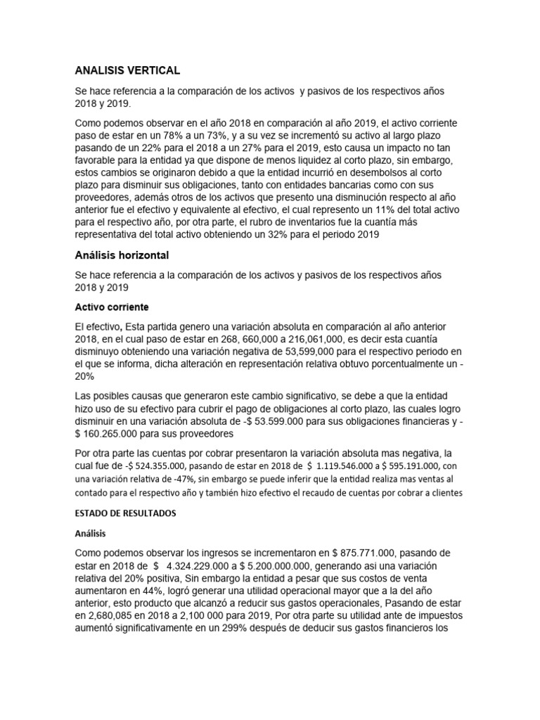 Variación Absoluta y Relativa 2018-2019 | PDF | Estado de resultados ...