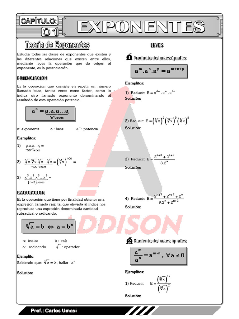 Exponentes | PDF | Matemática Elemental | Aritmética