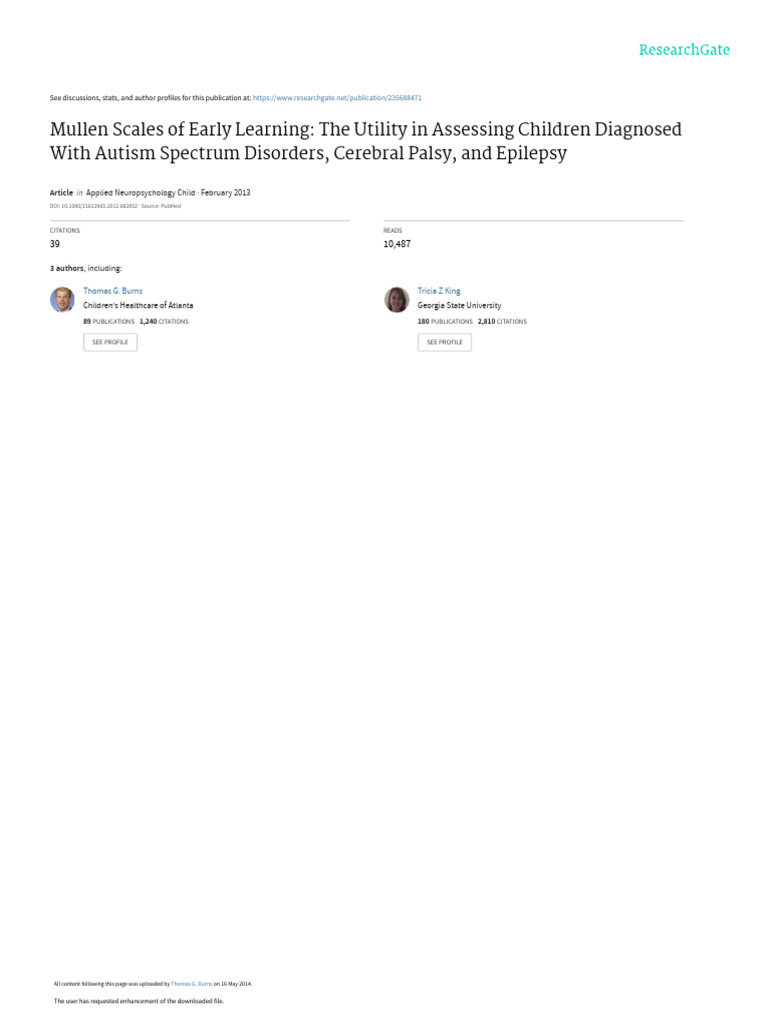 Mullen Scales of Early Learning: The Utility in Assessing Children ...