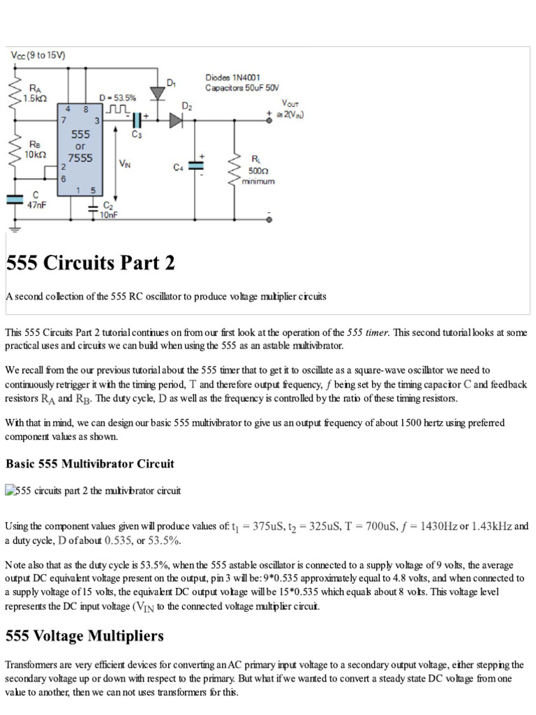 555 Circuits Part 2 - Voltage Multiplication | PDF