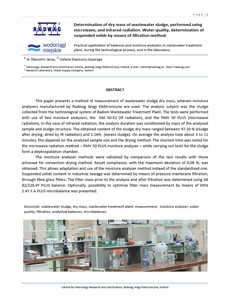 Determination of Dry Mass of Wastewater Sludge | PDF | Sewage Treatment | Heat Transfer
