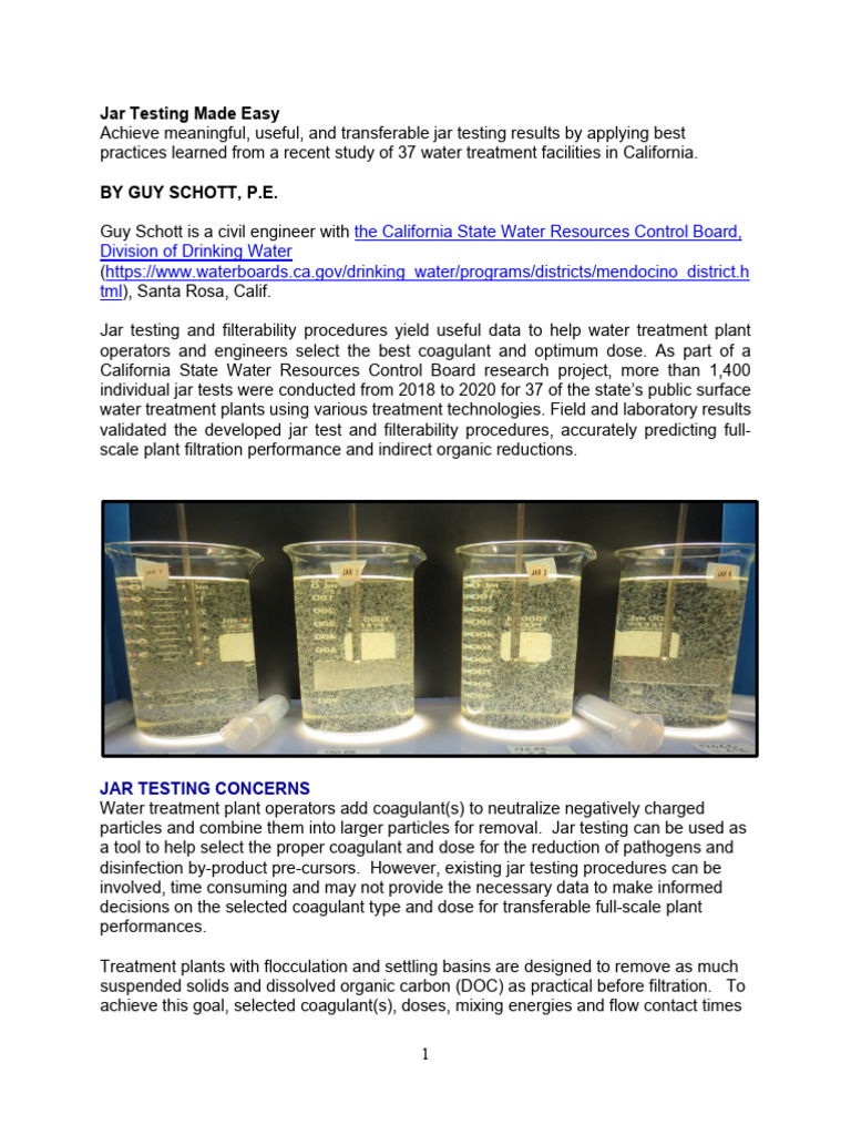 Jar Testing Made Easy Aug7 2020 | PDF | Water Purification | Ultraviolet