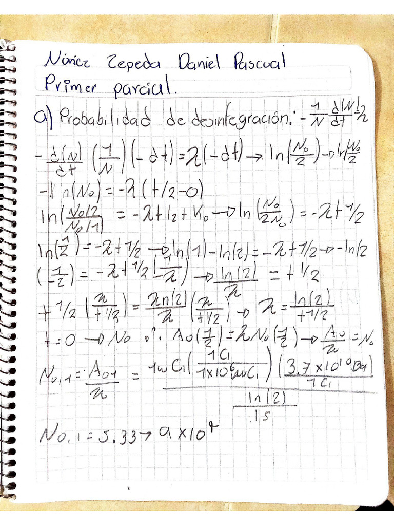 Examen Química Nuclear NUÑEZ ZEPEDA DANIEL PASCUAL | PDF