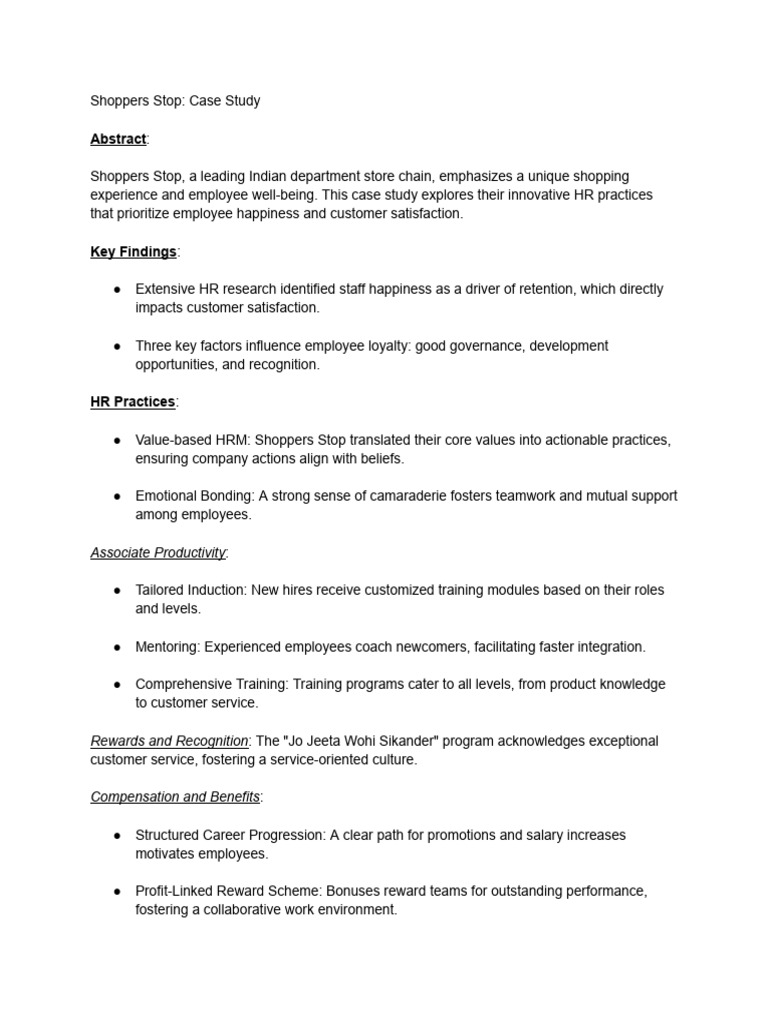 Shoppers Stop - Case Study | PDF