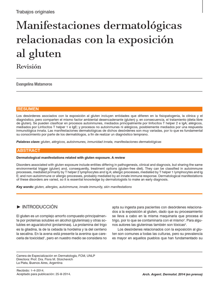 Manifestaciones cutáneas por gluten | PDF | Enfermedad celíaca | Alergia