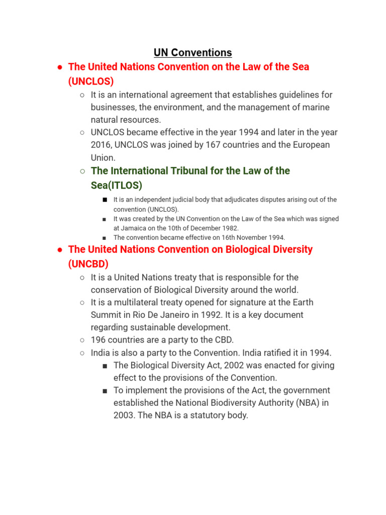 UN Conventions (1) | PDF | Kyoto Protocol | United Nations Convention ...