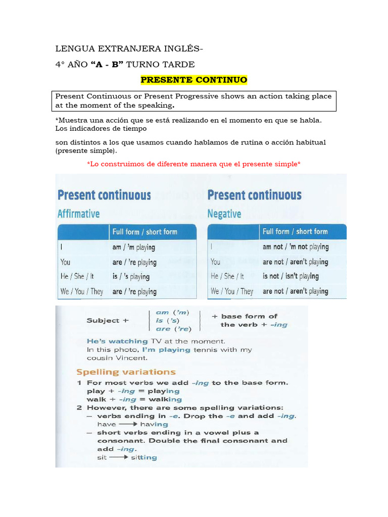 Presente Continuo | PDF