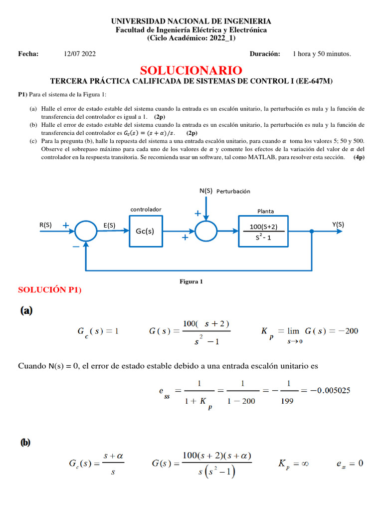 SPC3 - Ee647m - 2022 - 1 | PDF | Sistema de control