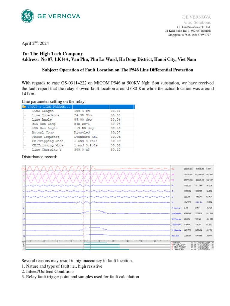 Fault Location On The Micom P546 | PDF | Relay | Accuracy And Precision