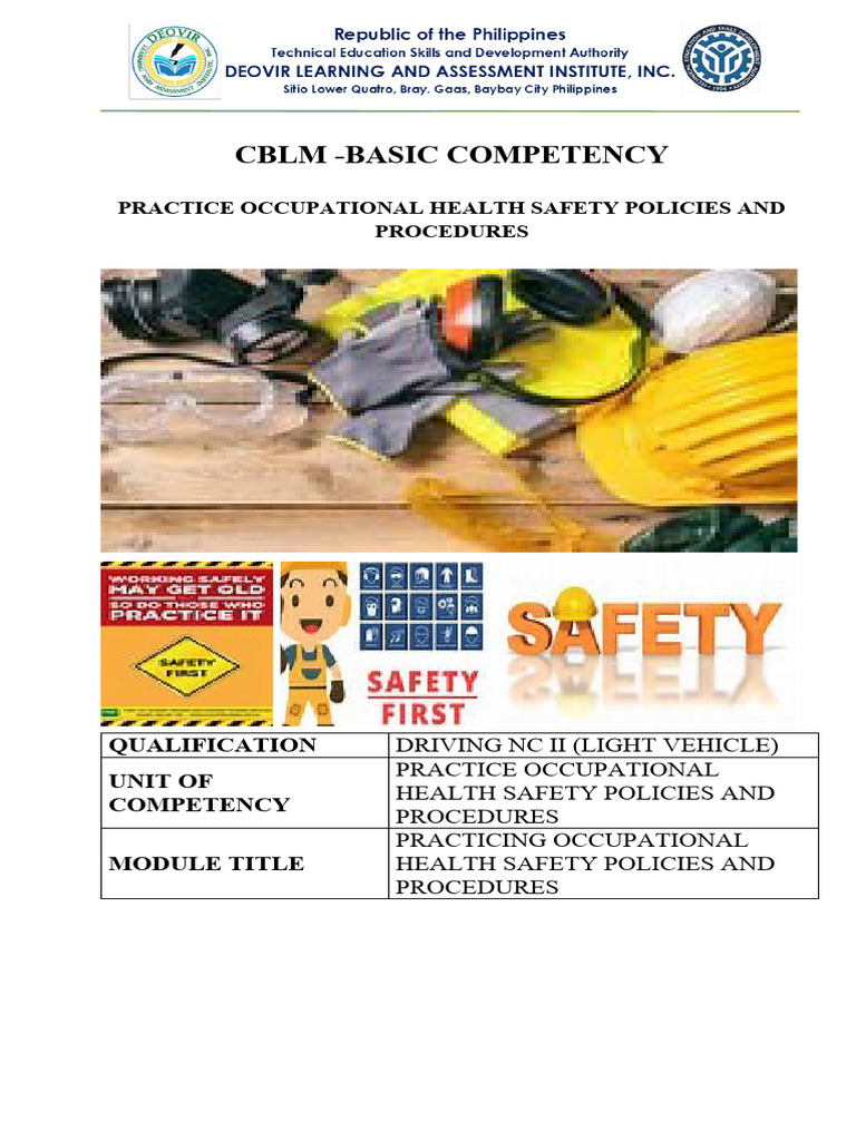 CBLM Occupatinal | PDF | Emergency Evacuation | Occupational Safety And Health