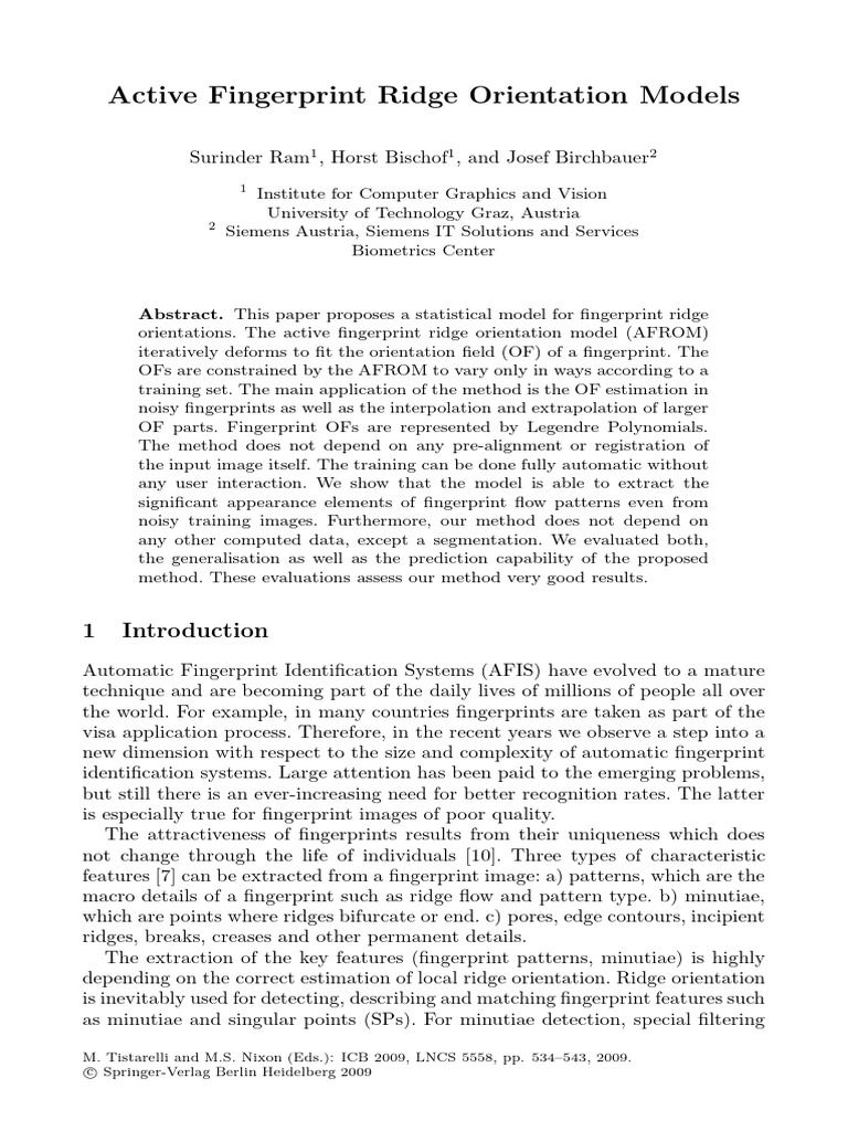 Active Fingerprint Ridge Orientation Mod | PDF | Eigenvalues And ...