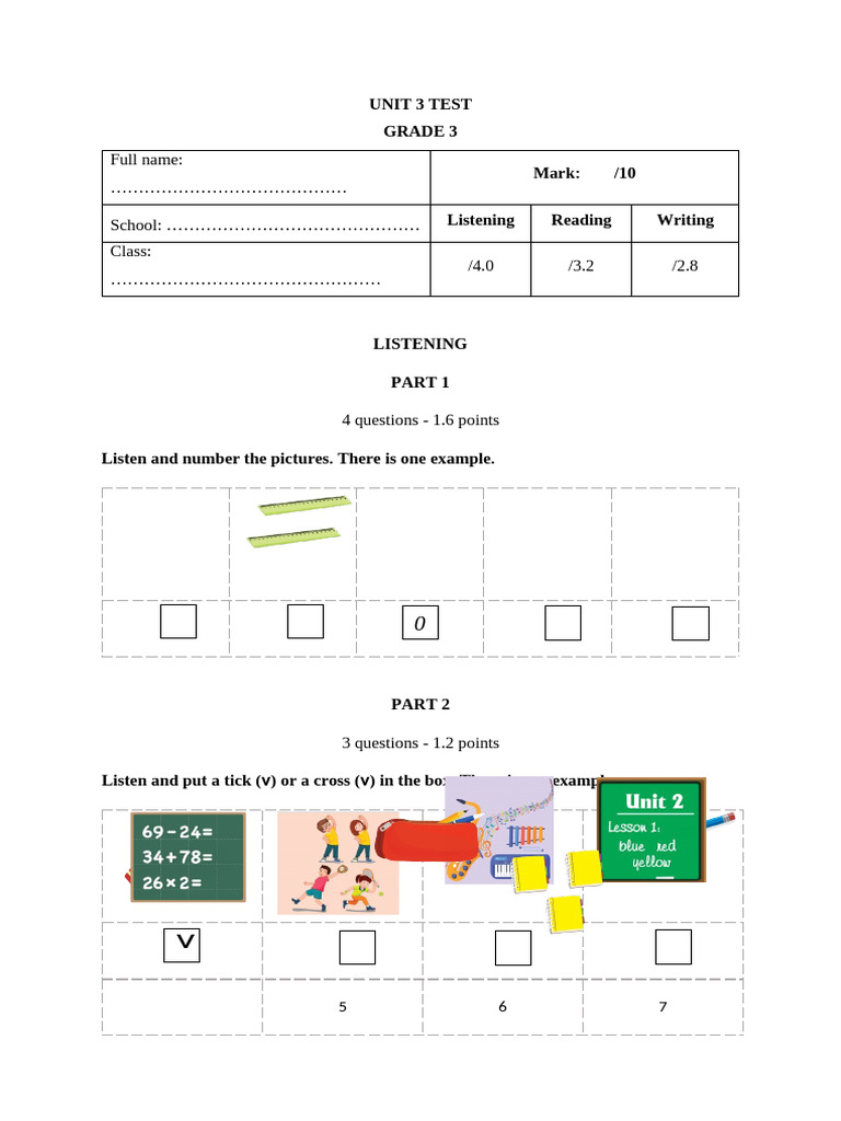  KT Unit 3 Ti ng Anh 3 Smart Start TEST PDF