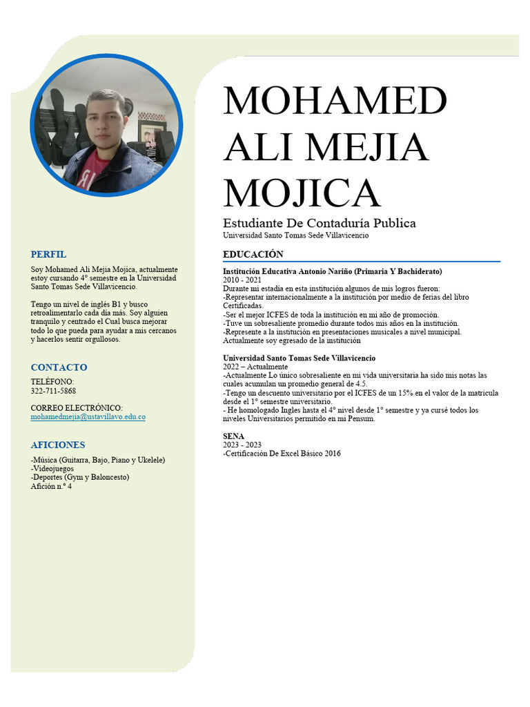 Perfil de Mohamed Ali Mejia Mojica | PDF