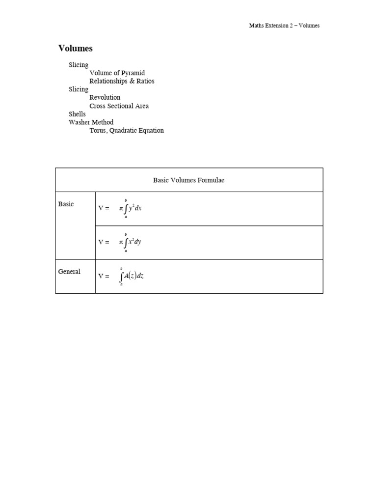 1.0 Notes Volumes | PDF | Volume | Geometric Shapes