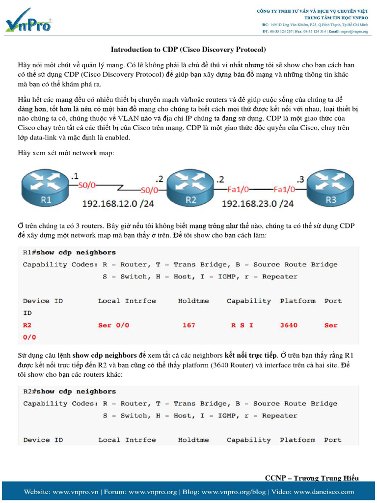1. Introduction to CDP (Cisco Discovery Protocol) | PDF