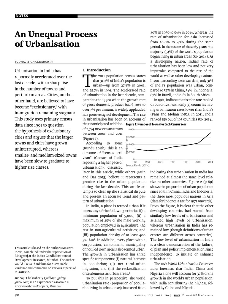 An Unequal Process of Urbanization | PDF | Urbanization | Urban Area