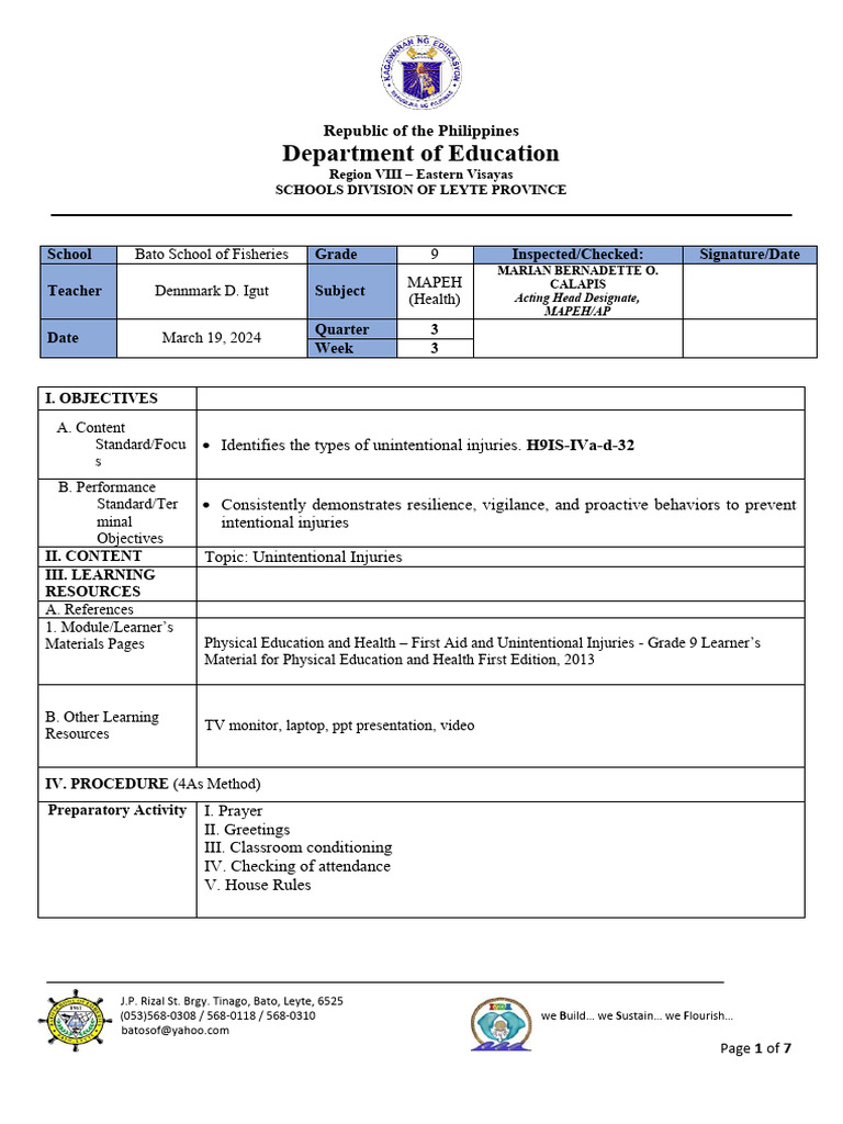 MAPEH 9 - 3rd COT LP 2024 | PDF | Learning | Cognition