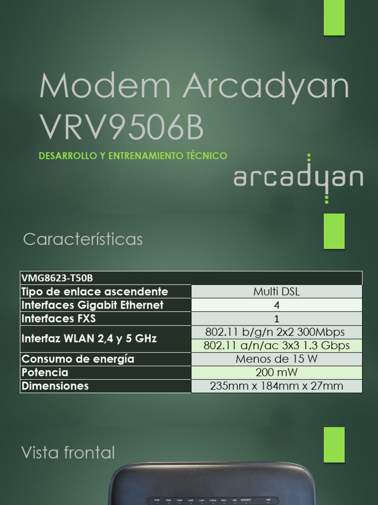 Modem Arcadyan VRV9506B: Especificaciones | PDF