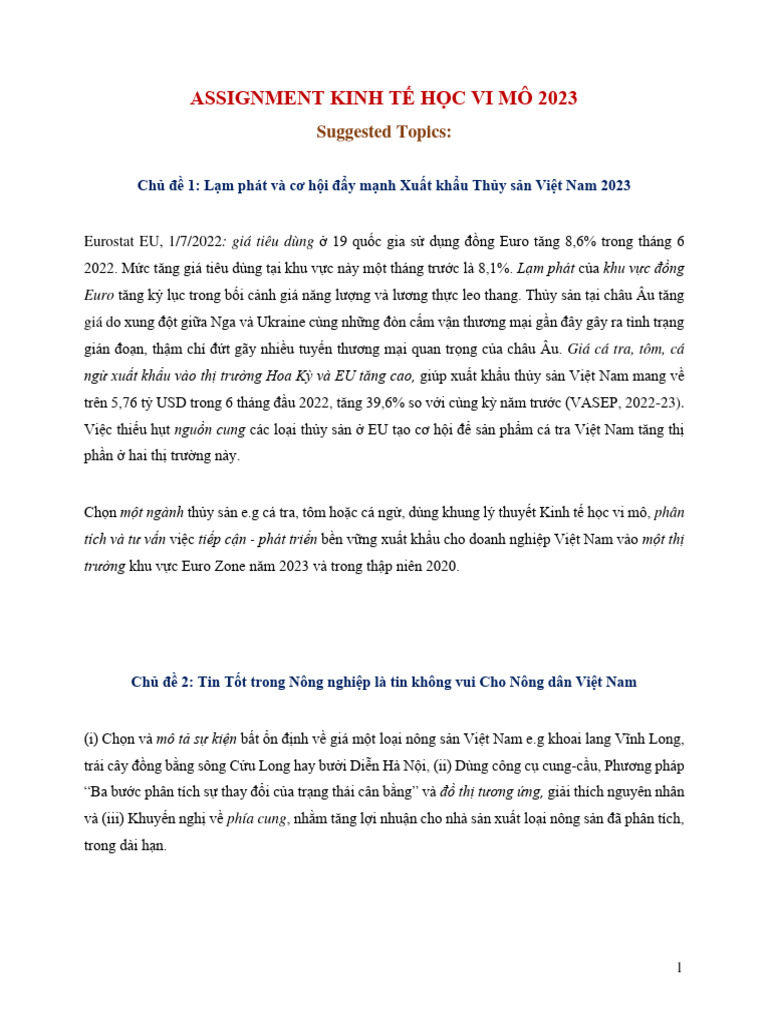Assignment Kinh Tế Vi Mô 2024 | PDF