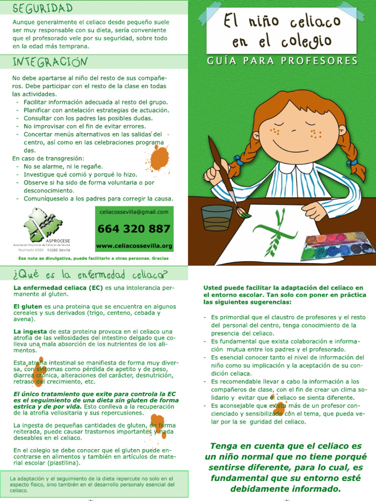 Diptico - Colegios EL NIÑO CELÏACO EN LA ESCUELA | PDF