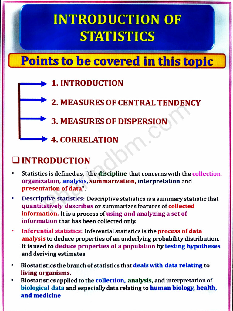 Biostatistics Unit 1 | PDF