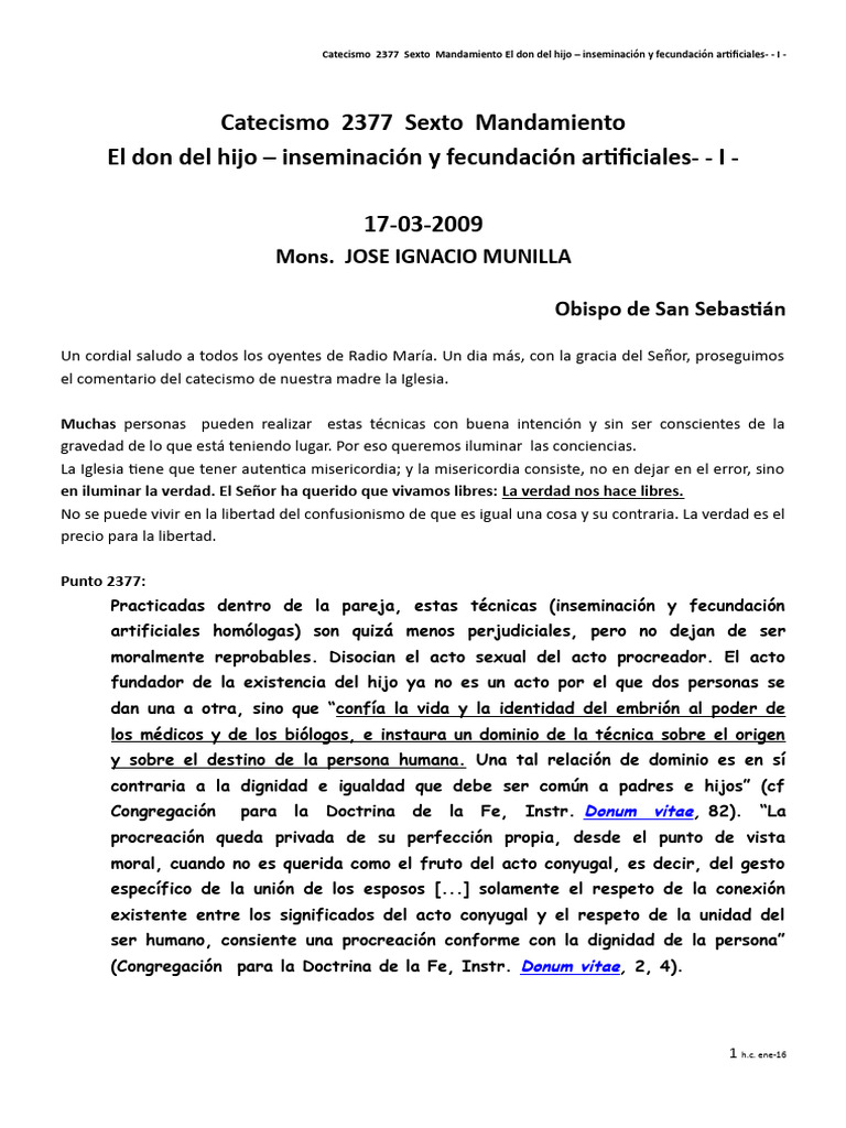 Catecismo 2377 | PDF | Víspera | Reproducción