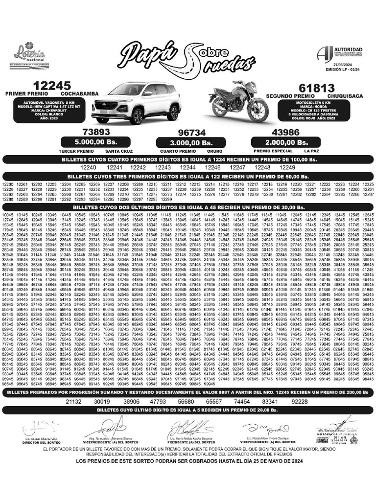 RPT Extracto Sorteo | PDF