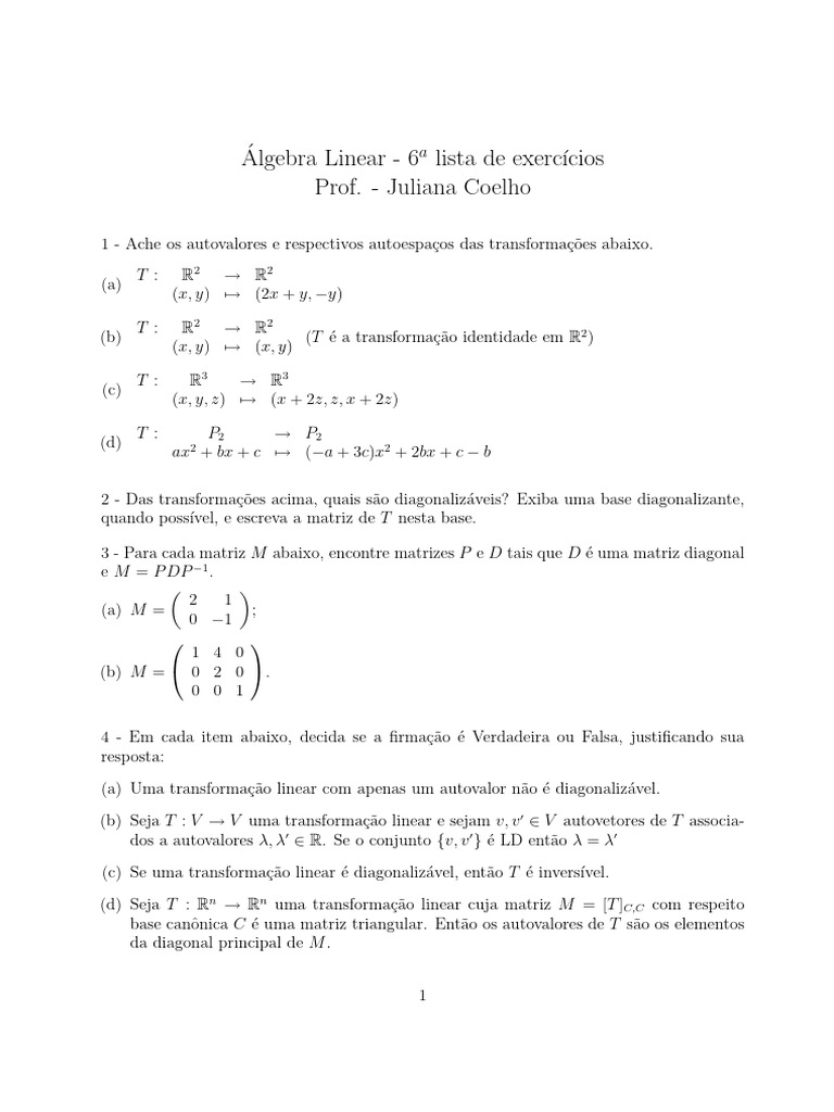 Autovalores E Autovetores Pdf Autovalores E Autovetores Análise