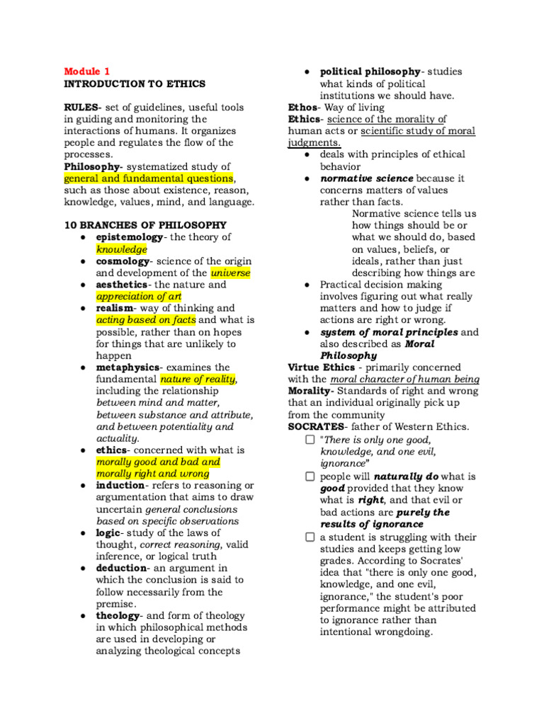 Ethics Midterm Reviewer | PDF | Morality | Reason
