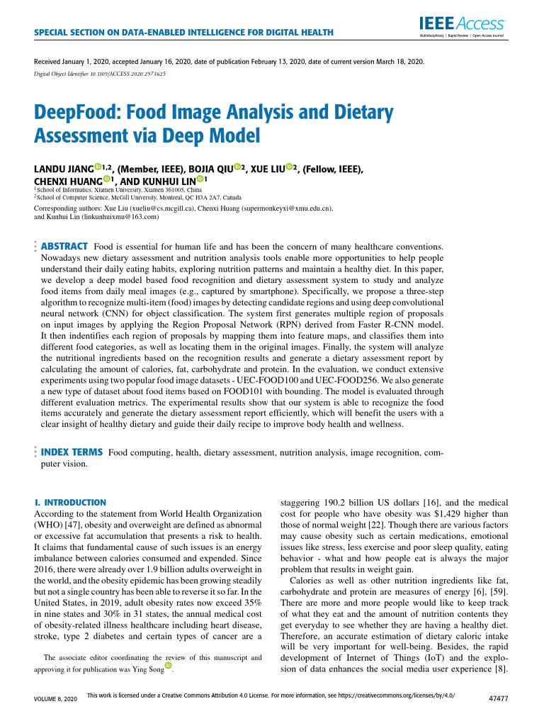 DeepFood Food Image Analysis and Dietary Assessment Via Deep Model ...