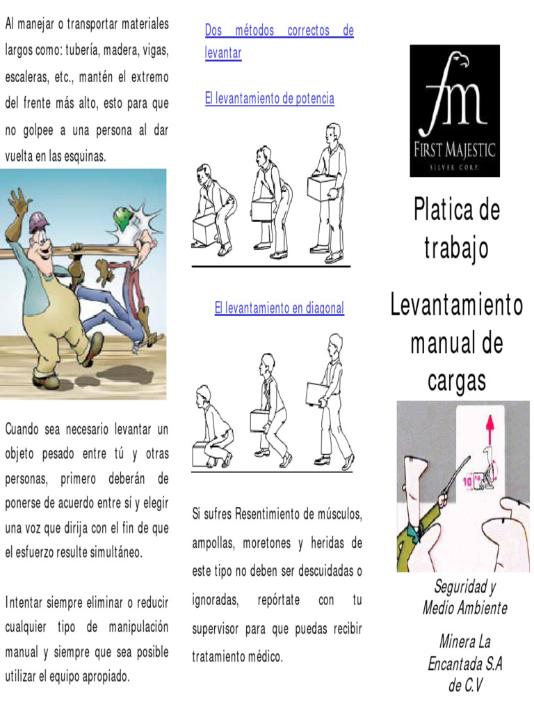 7 Tríptico Levantamiento Manual de Cargas | PDF | Dolor lumbar | Enfermedades y trastornos