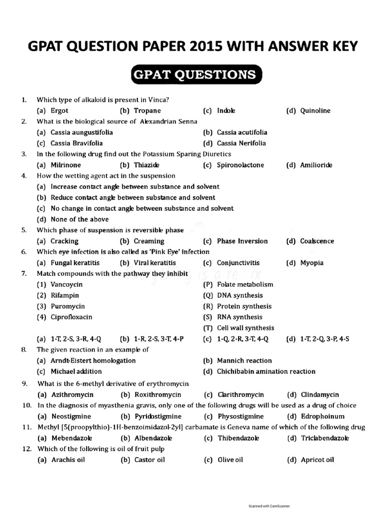 gpat-question-paper-2015 | PDF