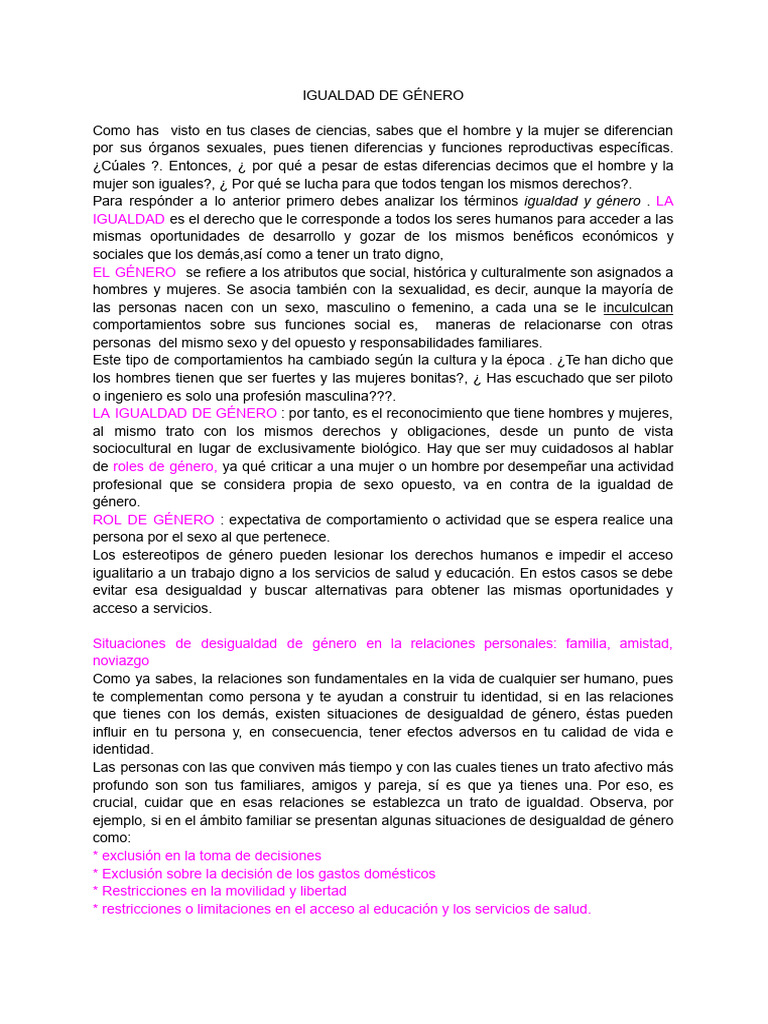 Igualdad de Género: Conceptos Clave | PDF | Género | Estudios de género