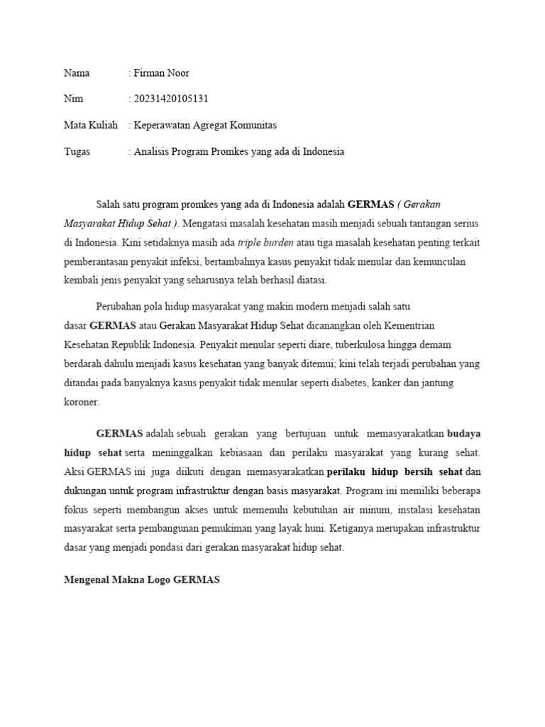 GERMAS: 7 Langkah Hidup Sehat di Indonesia | PDF