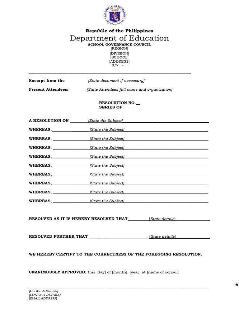 SGC Resolution Template | PDF | Government